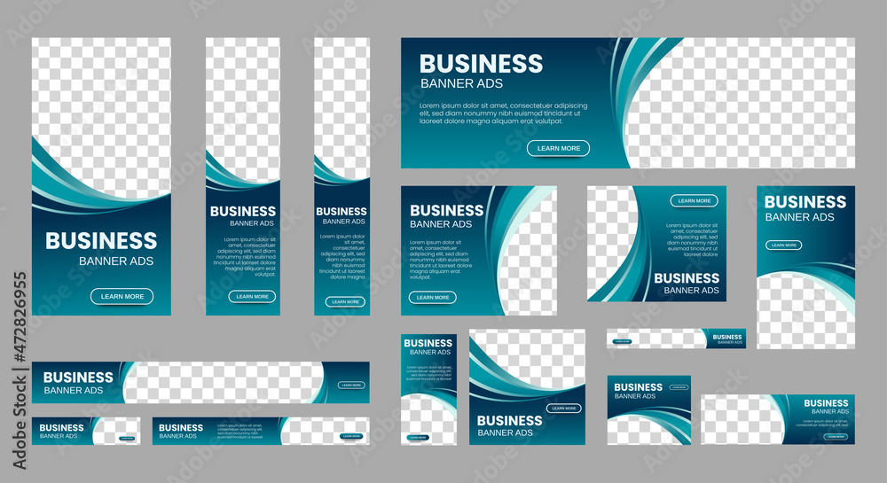 Set of creative web banners of standard size with a place for photos ...