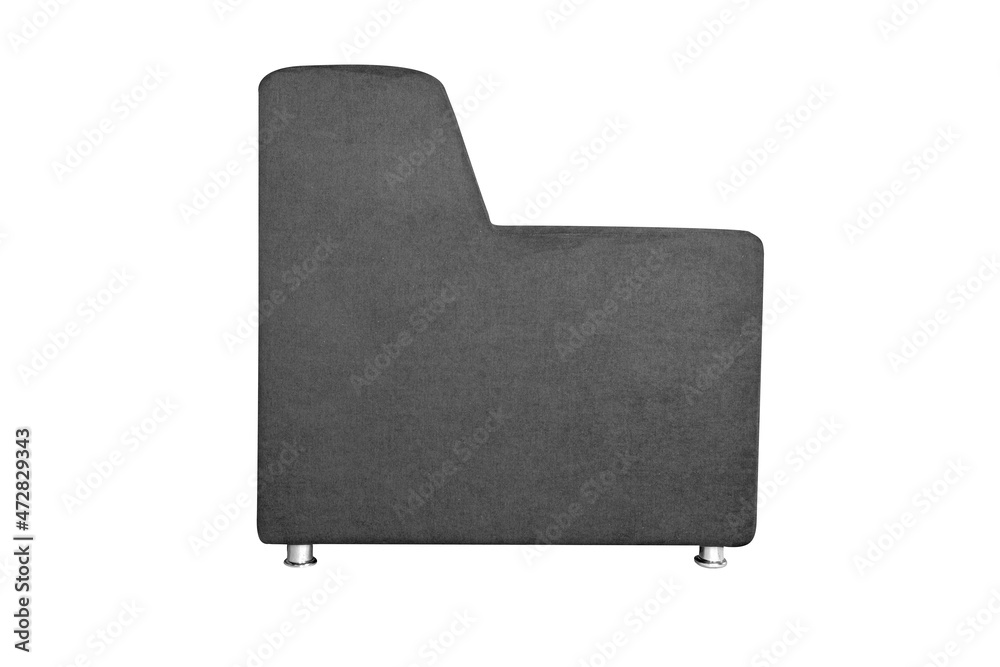 side view beautiful luxury gray sofa furniture isolated on white ...