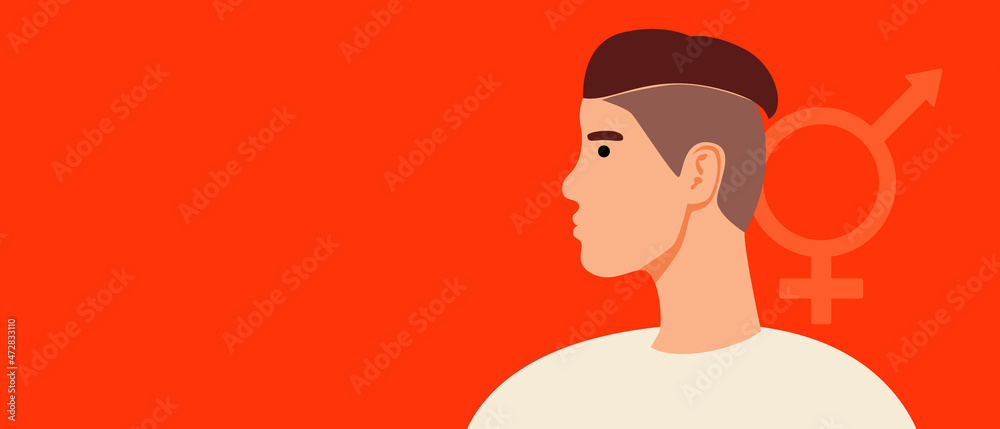 Bigender person, copy space template, Flat vector stock illustration ...