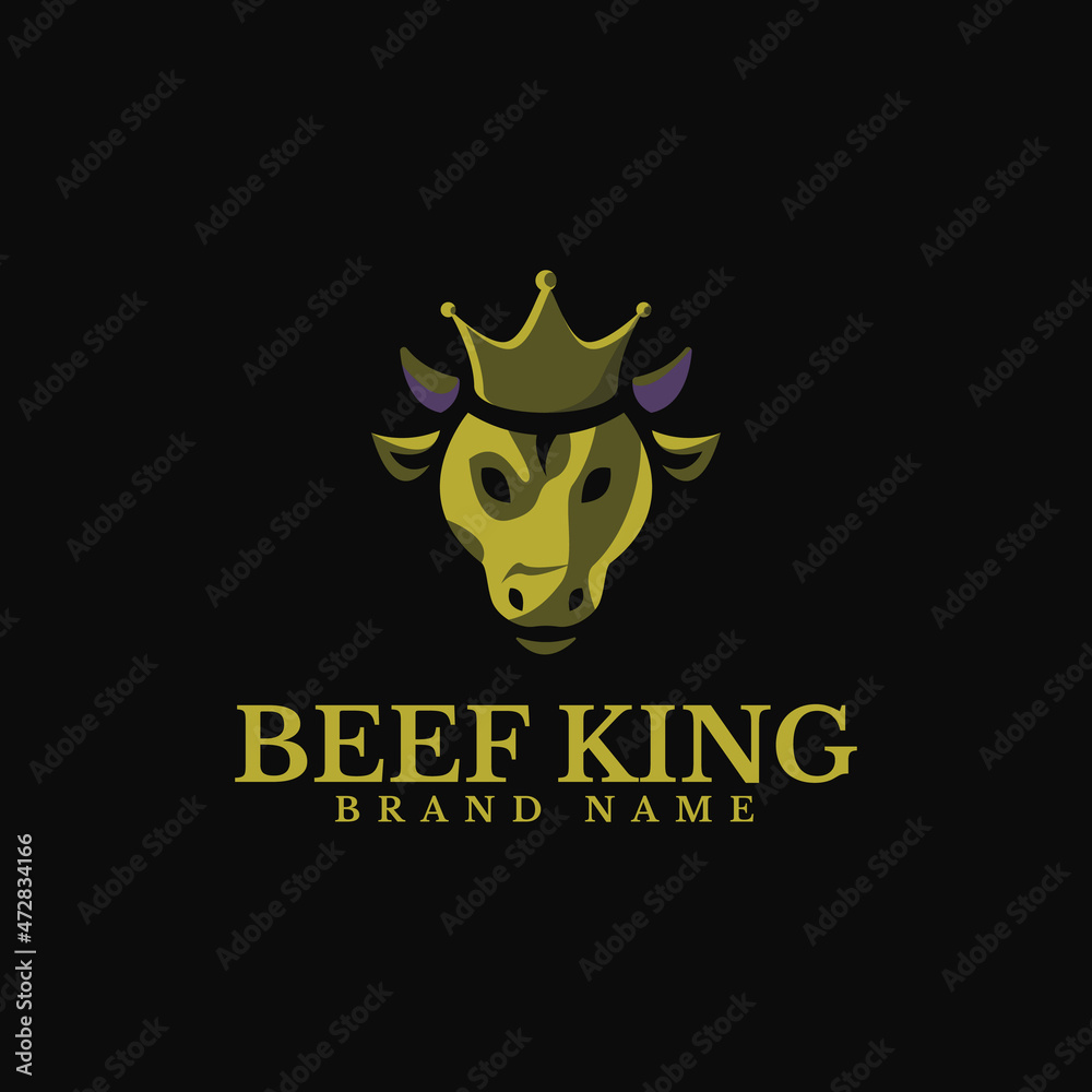 Cow king logo vector, Suitable for restaurant farm or cow related ...