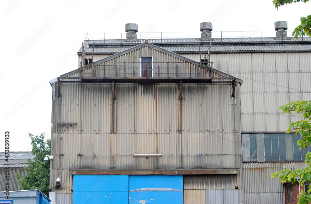 Corrugated Steel Walls and Roof of Industrial Building Stock Photo ...
