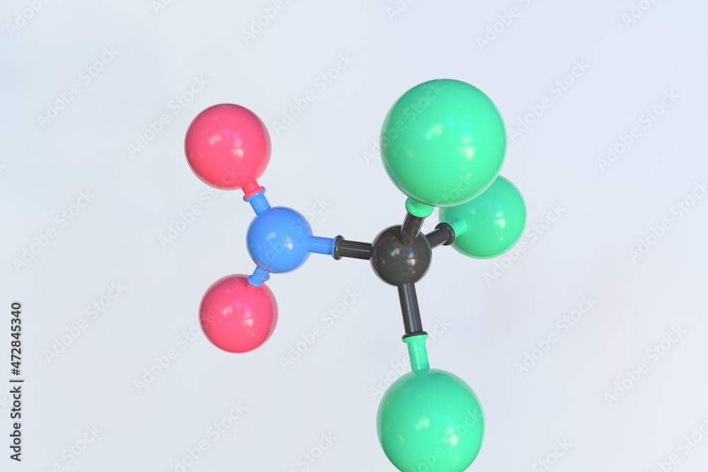 Chloropicrin molecule, isolated molecular model. 3D rendering Stock ...
