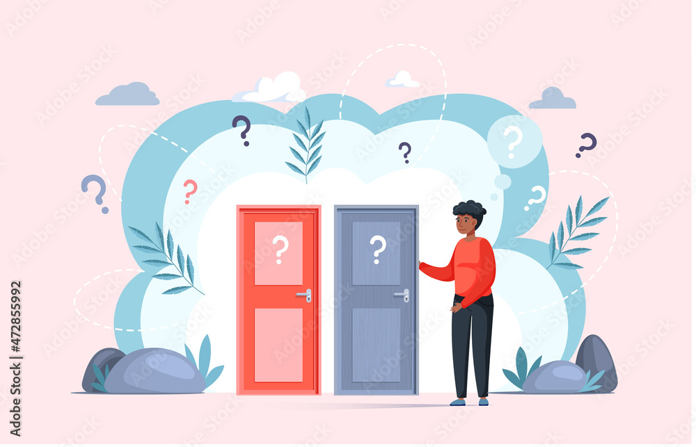 Making confusion. Doubts person surrounded by question marks. Questions ...