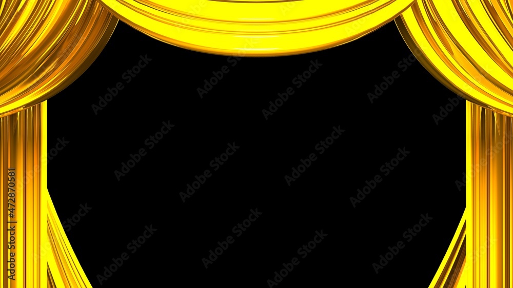 Gold stage curtain. 3D illustration for background. Stock Illustration ...