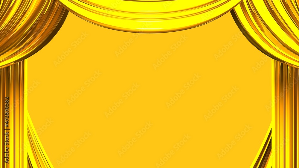 Gold stage curtain. 3D illustration for background. Stock Illustration ...
