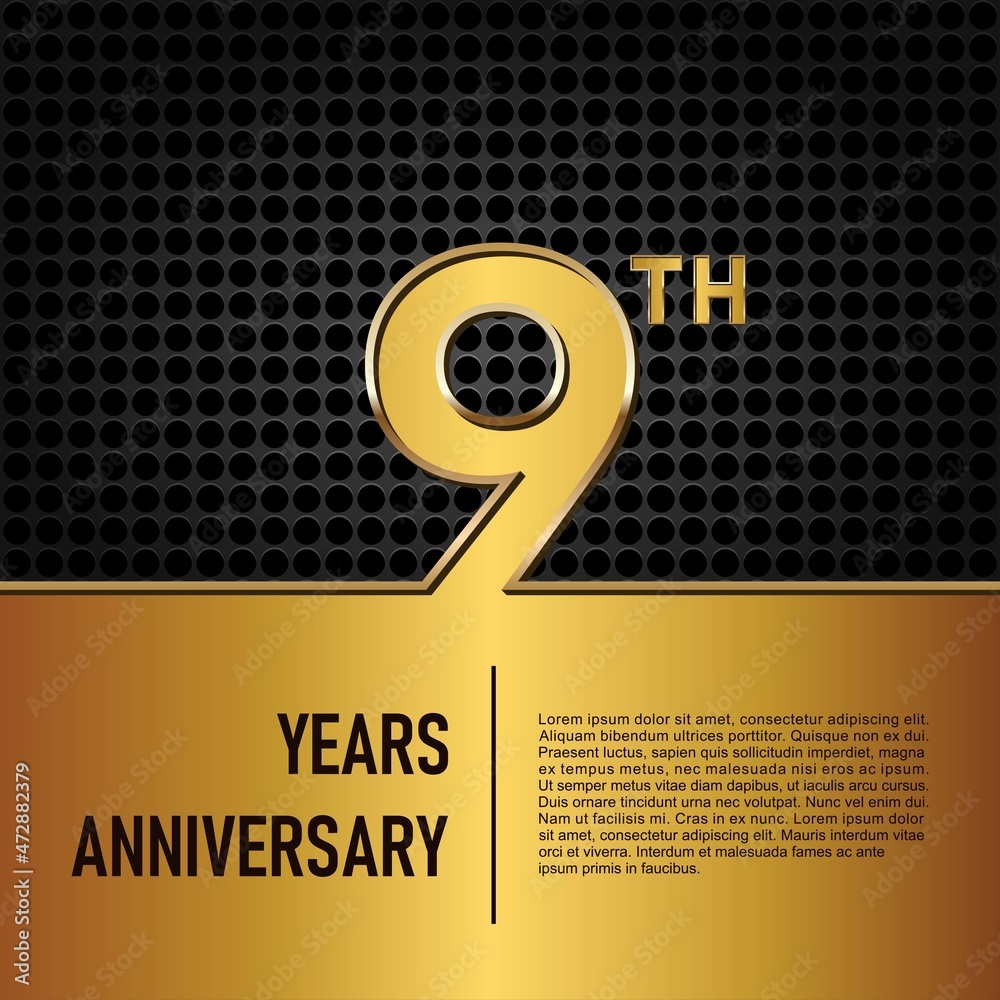 9th anniversary logotype. Golden anniversary celebration template ...