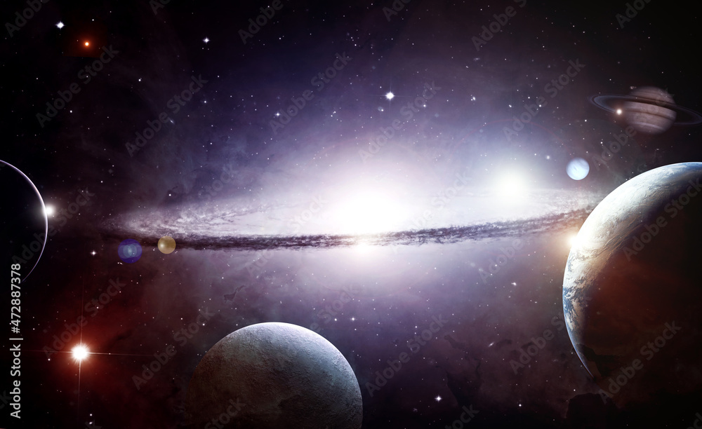 Planets and galaxy in outer space. Elements of this Image Furnished by ...