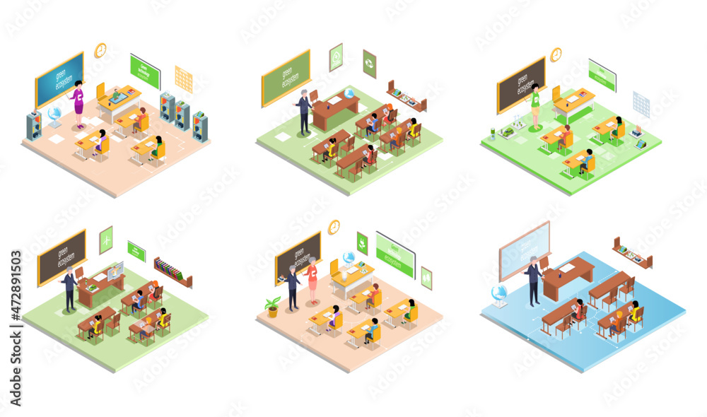 Leading lesson about green ecosystem. Developing class with creative ...