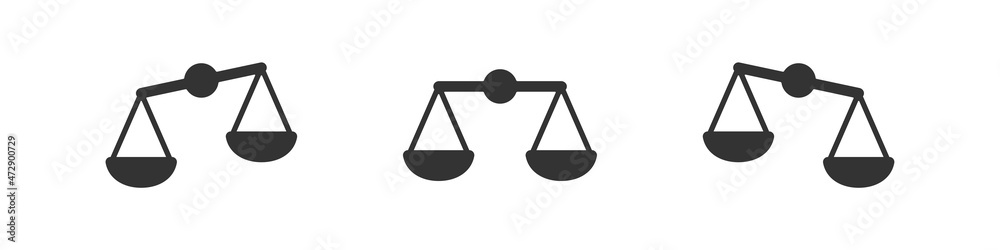Scale icon. Justice symbol. Balance, weigh sign. Law concept in vector ...