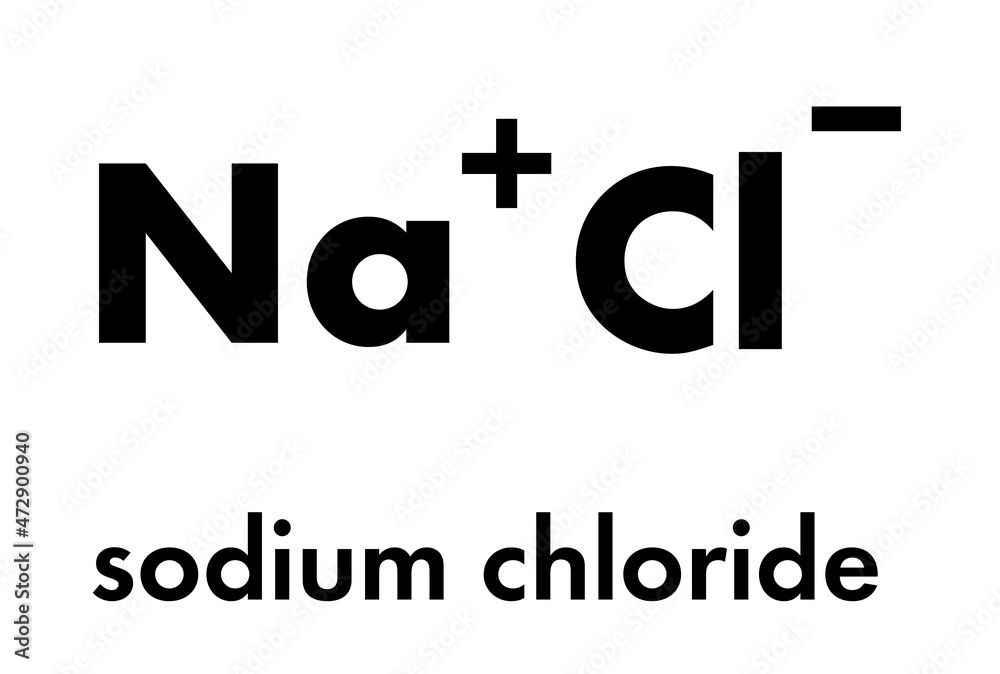 Sodium chloride (table salt), chemical structure. Skeletal formula ...