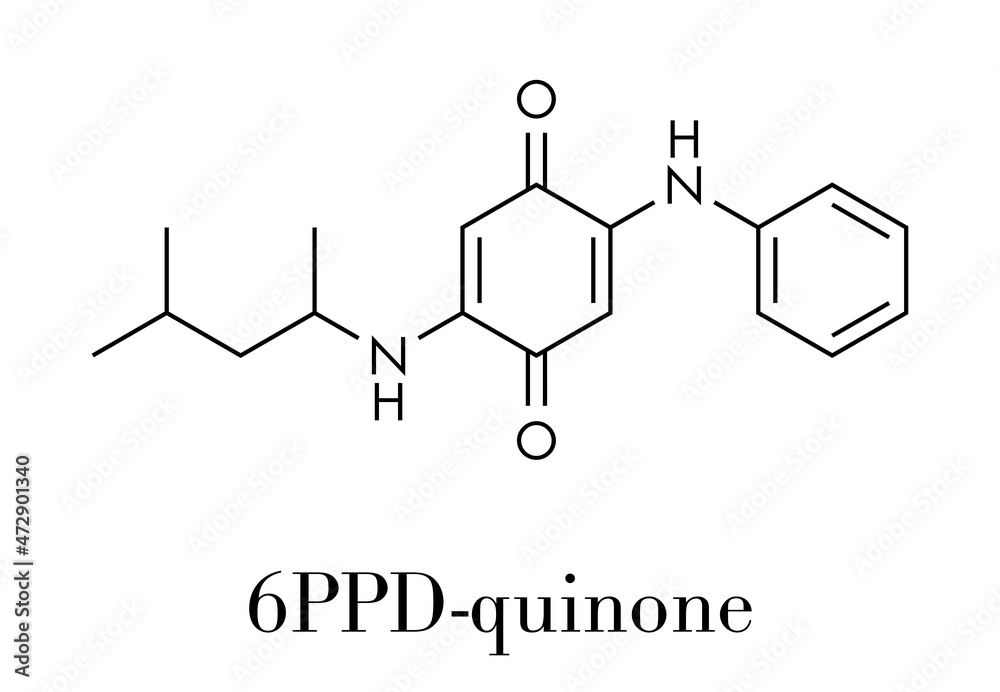 6PPD-quinone, degradation product of the rubber additive 6PPD. Toxic to ...