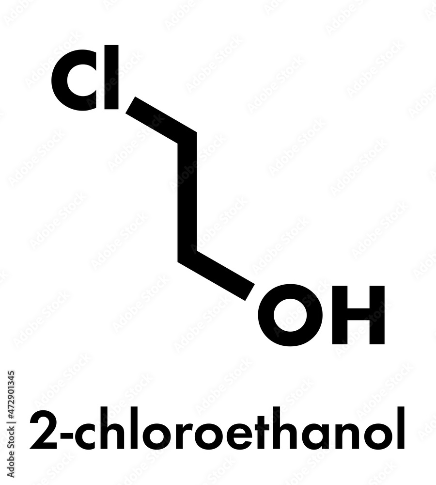 Ethylene chlorohydrin molecule. Side product formed during ethylene ...