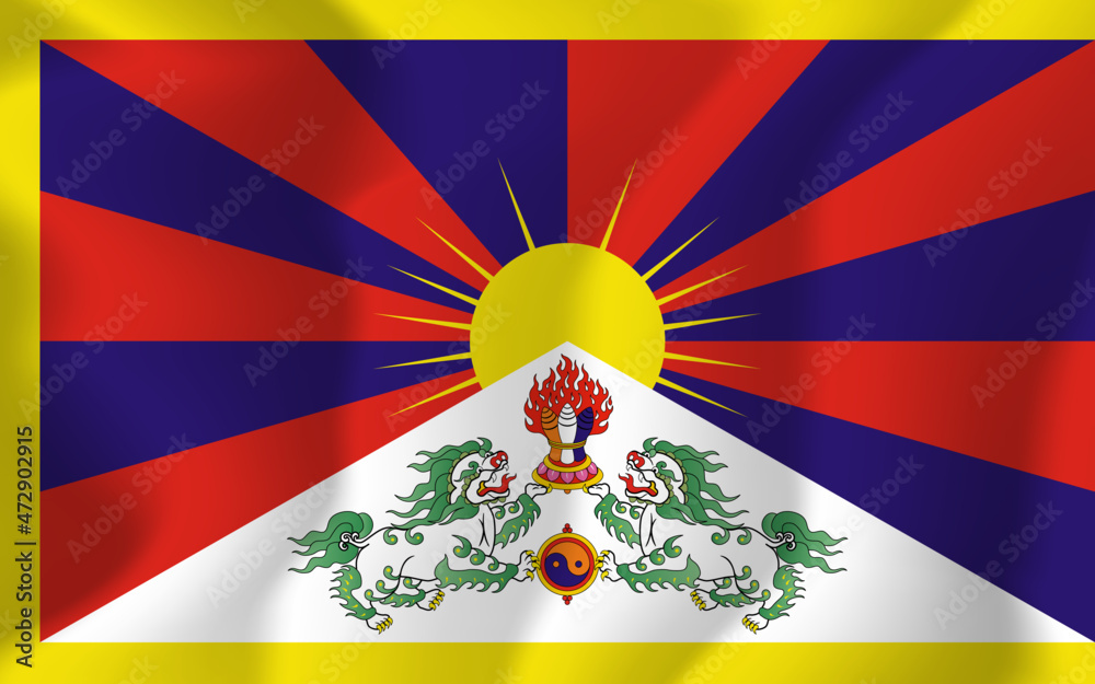 Tibet national flag soft waving background illustration Stock Vector ...