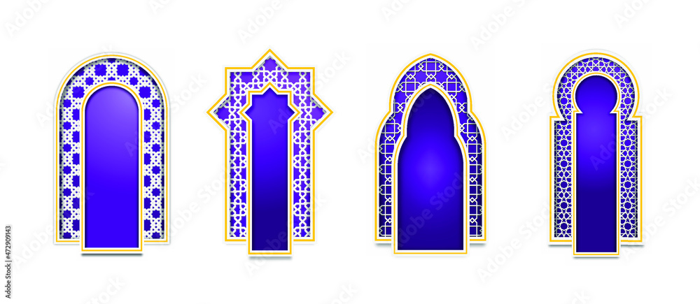 Islamic gate of the mosque vector illustration of elegant purple and ...