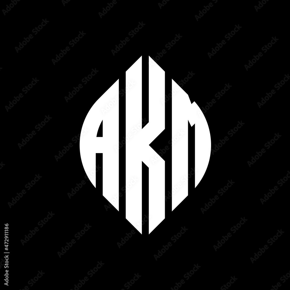 AKM circle letter logo design with circle and ellipse shape. AKM ...