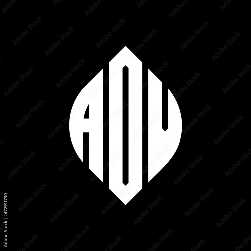 AOV circle letter logo design with circle and ellipse shape. AOV ...