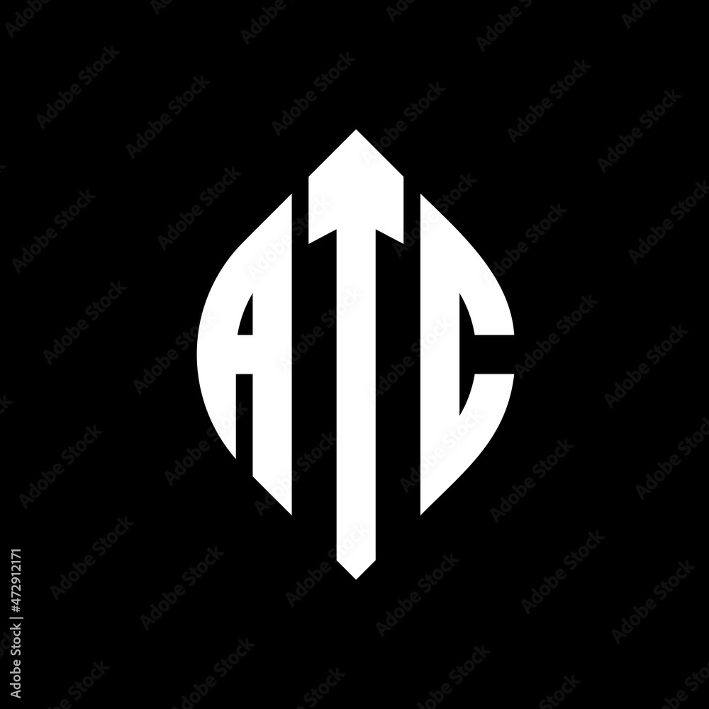 ATC circle letter logo design with circle and ellipse shape. ATC ...