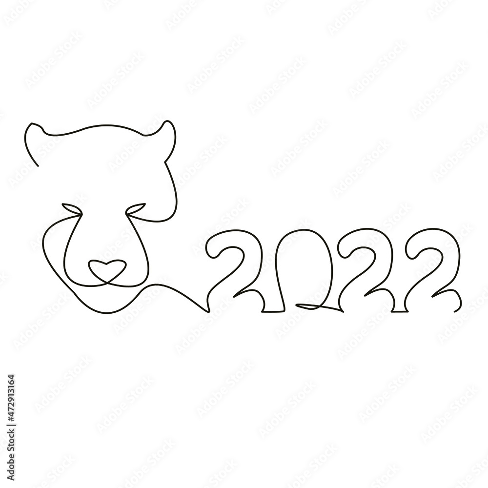 Line art tiger. Roaring tiger head. One continuous line art drawing ...