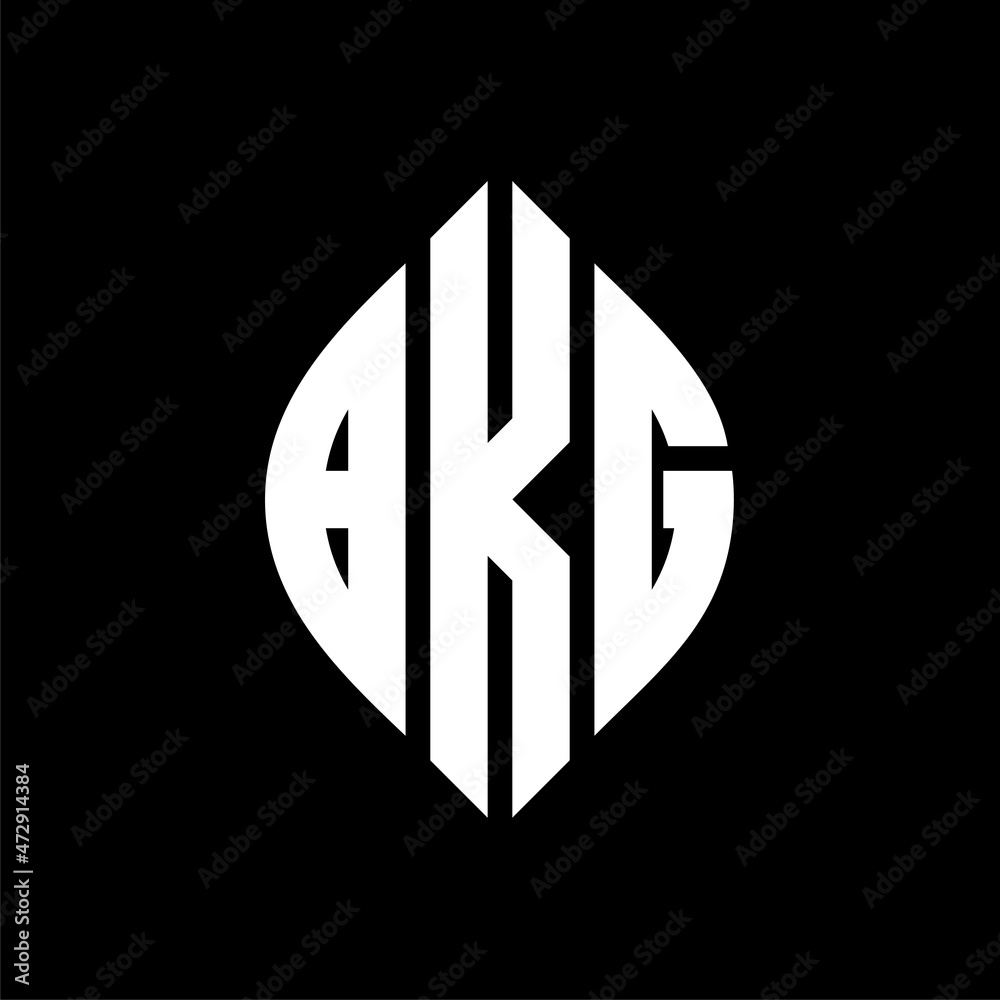 BKG circle letter logo design with circle and ellipse shape. BKG ...