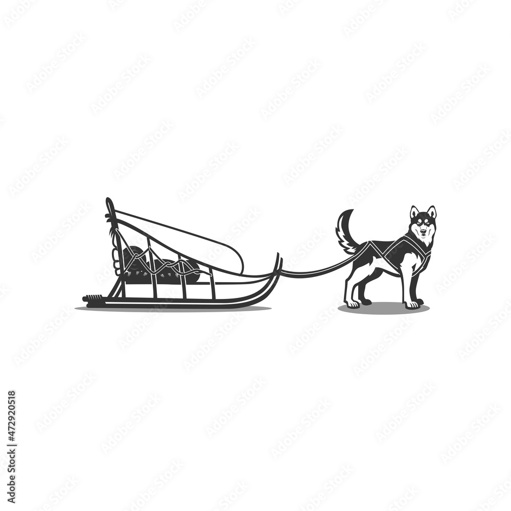 snow dog sled logo vector Stock Vector | Adobe Stock