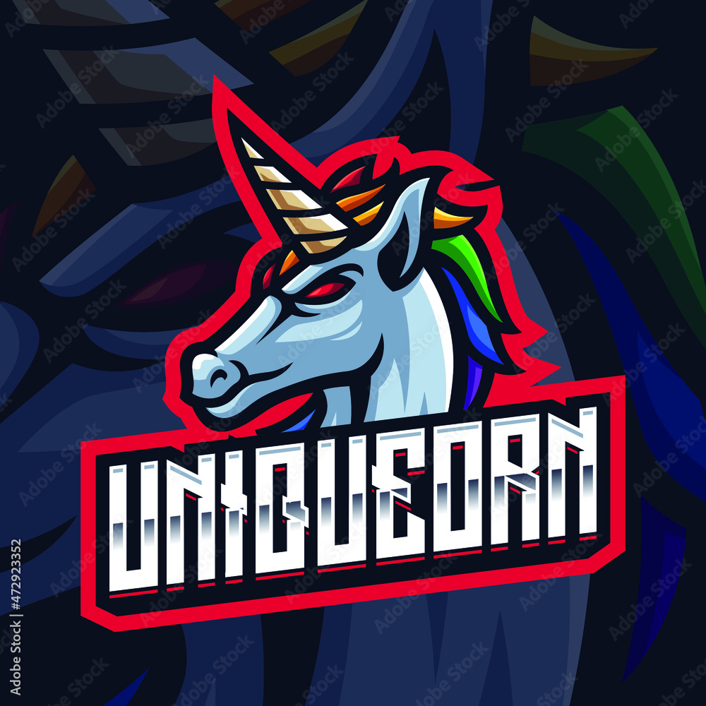 Vetor de Unique Unicorn Mascot Gaming Logo Template do Stock | Adobe Stock