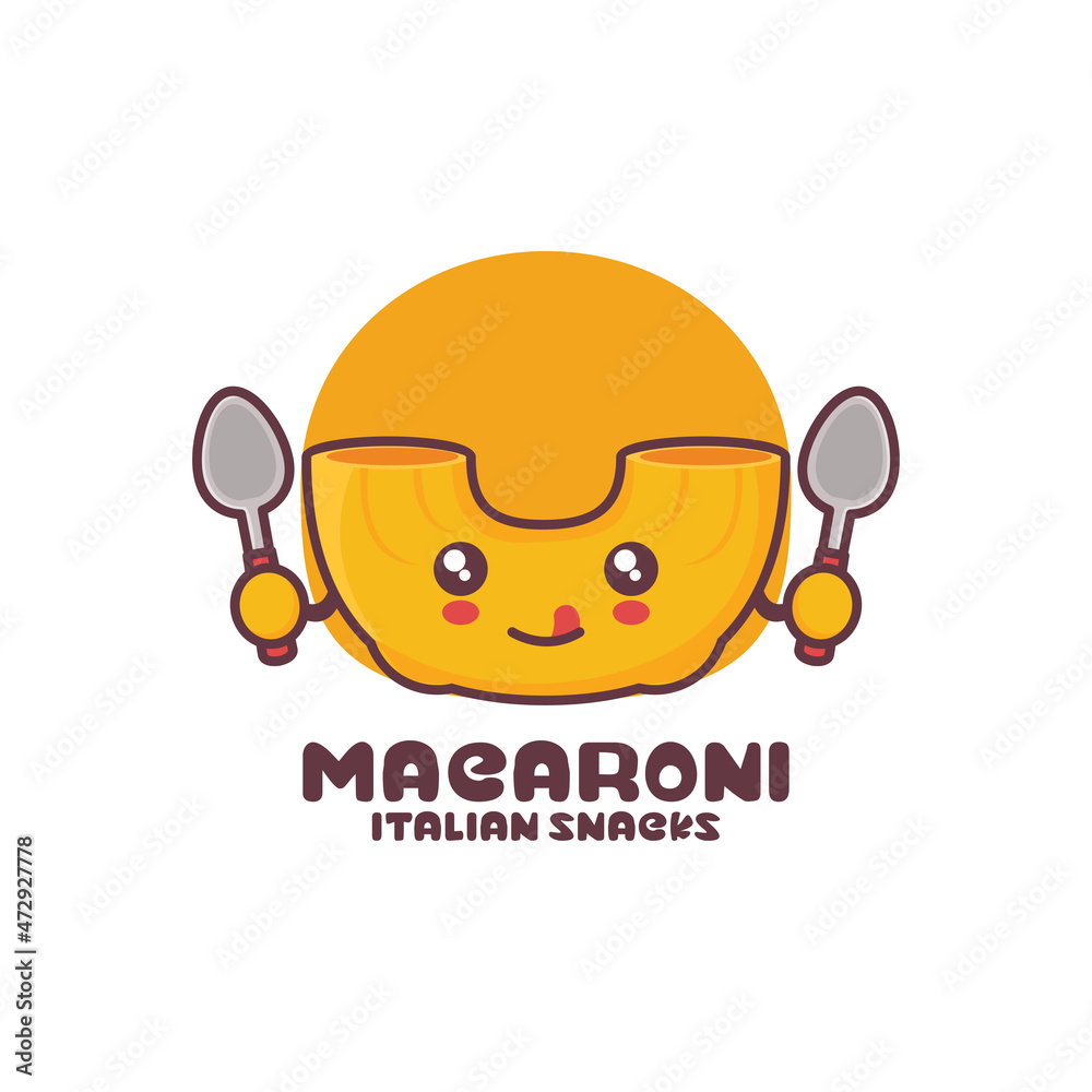 cute macaroni cartoon mascot vector illustration, suitable for, logos ...
