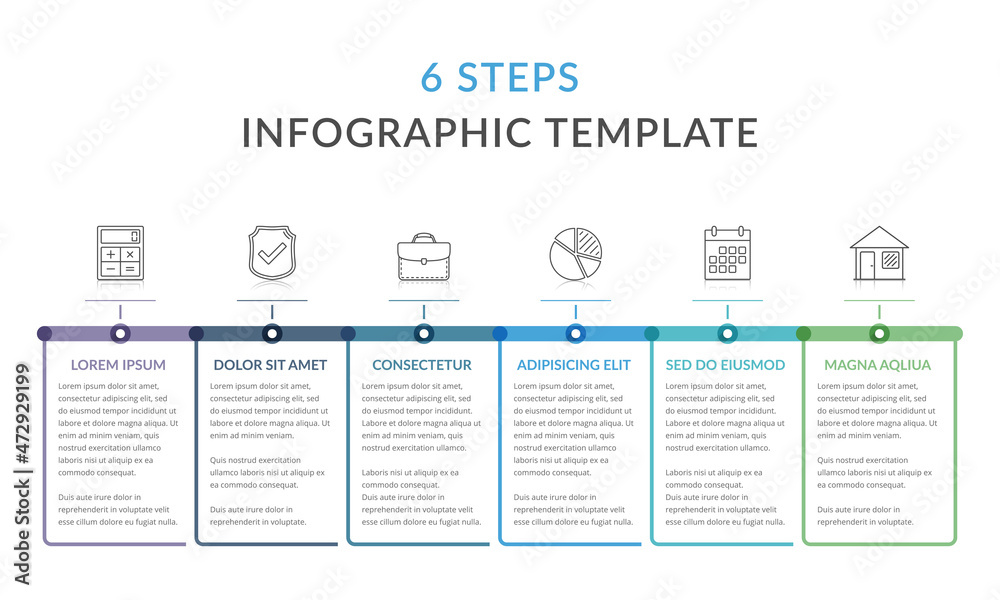Infographic template with 6 steps, workflow, process chart Stock Vector ...