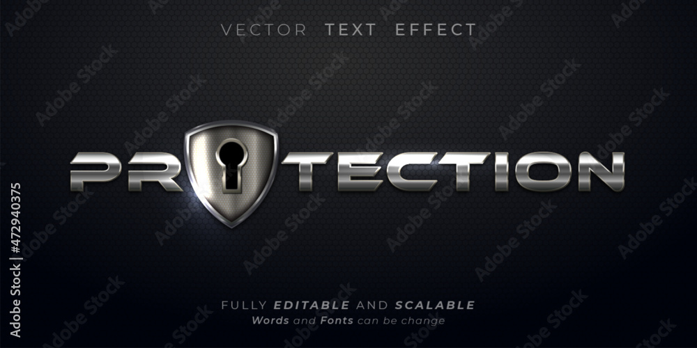 Editable text effect Protection, text style and graphic style logo ...