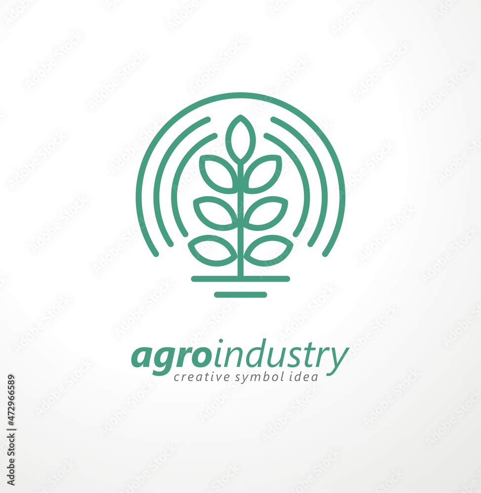 Agriculture industry creative logo design concept with grin plant and ...