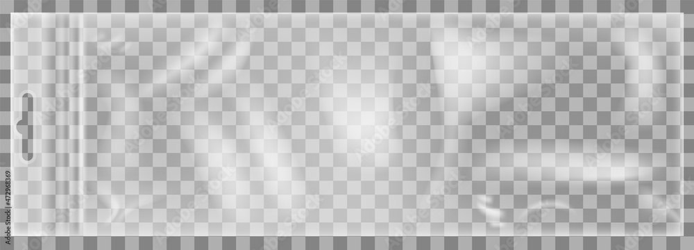 Transparent plastic bag vector illlustration. Glossy polyethylene ...