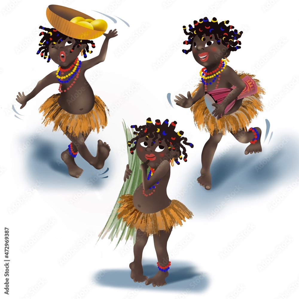 funny character - African tribe girl, cartoon image Stock Illustration ...