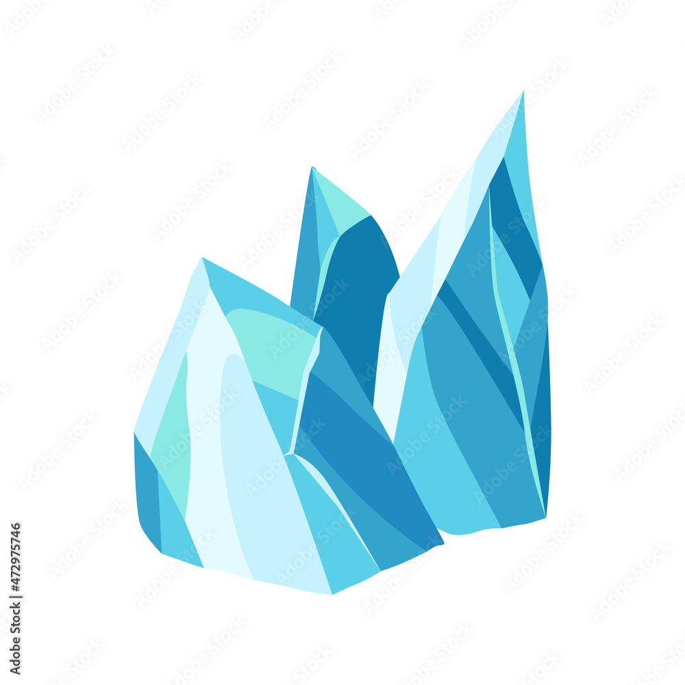 Cartoon ice crystals. Cold frozen blocks or ice mountain, winter ...