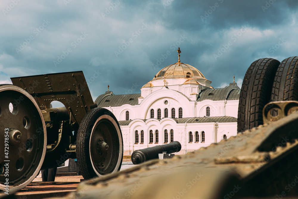 Brest, Belarus. Brest Hero Fortress Memorial Complex. Cannons At St ...