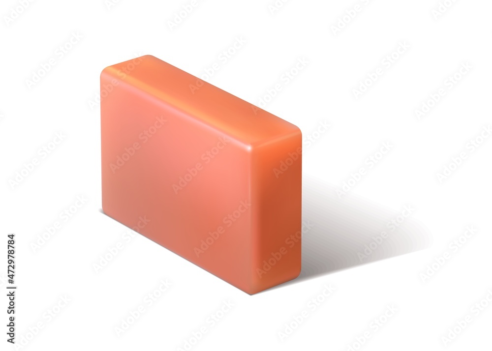 Realistic aromatic soap bar. Square shape body care cleanser. Glycerin ...