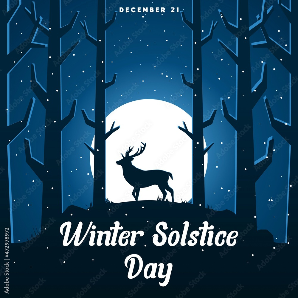 Winter Solstice Day theme poster or banner. Vector illustration ...