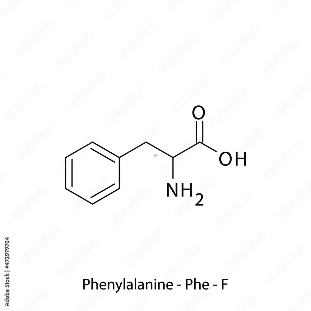 Phenylalanine - Phe - F - Essential Amino Acid simple skeletal formula ...