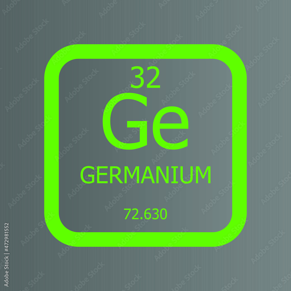 Germanium Ge Chemical Element vector illustration diagram, with atomic number and mass. Simple ...