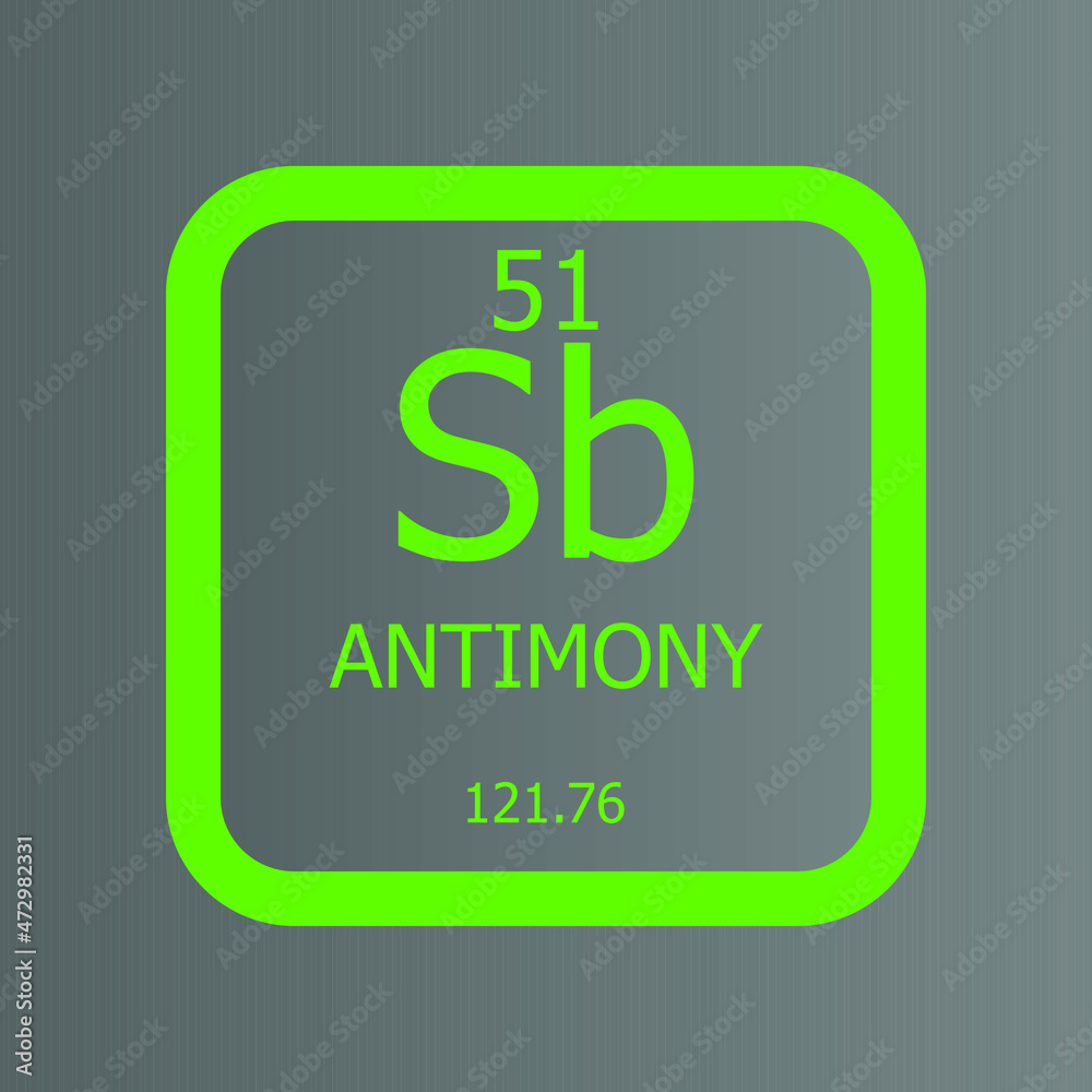 Antimony Sb Chemical Element vector illustration diagram, with atomic ...