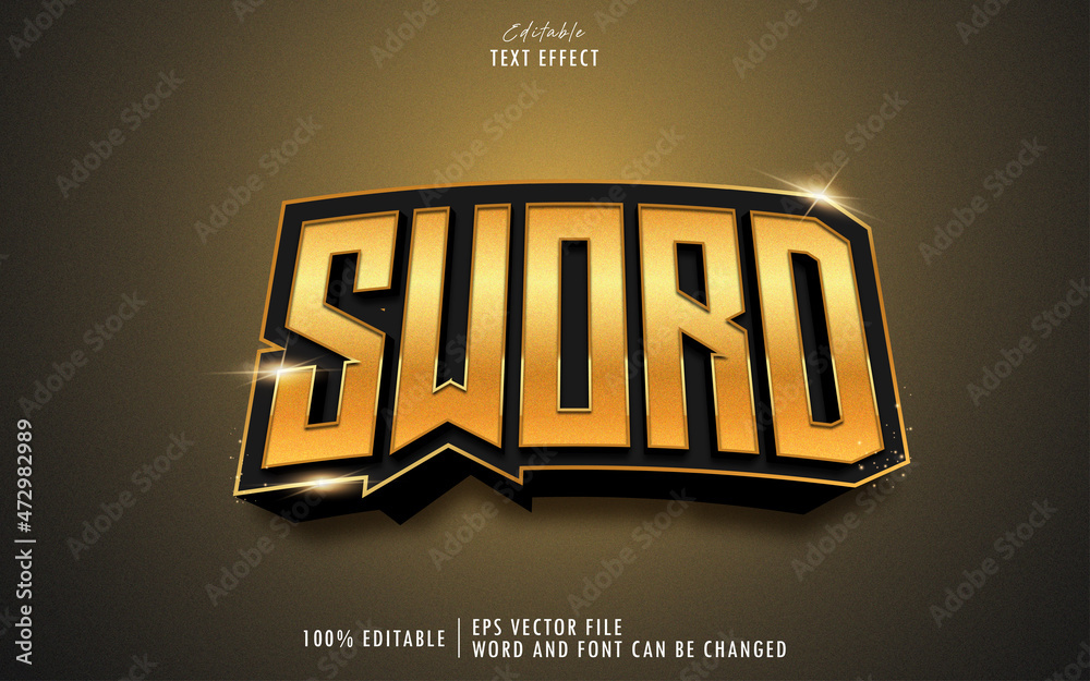 sword gold text effect premium Stock Vector | Adobe Stock