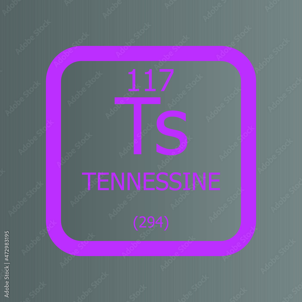 Tennessine Ts Chemical Element vector illustration diagram, with atomic ...