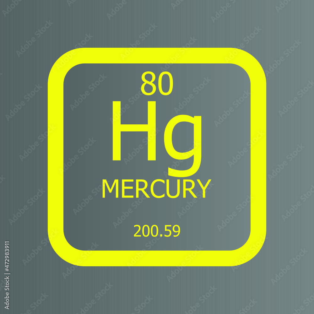 Mercury Hg Chemical Element vector illustration diagram, with atomic ...