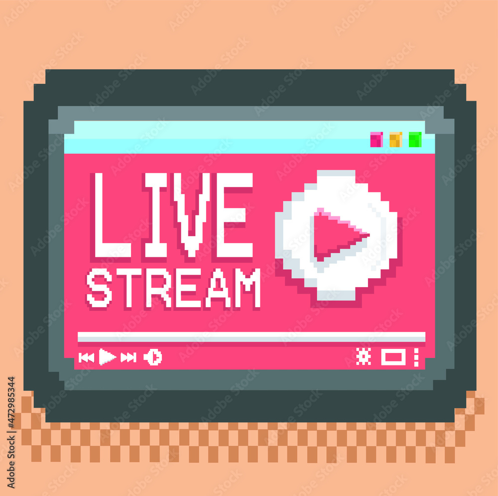 live streaming pixelart concept vectorized social network concept of ...