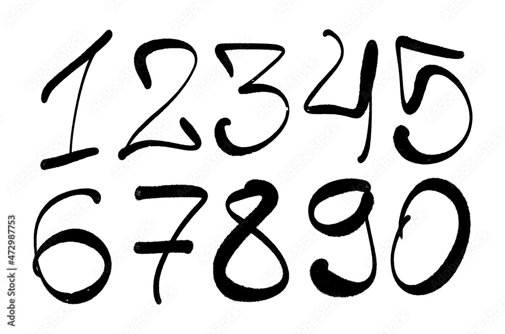 graffiti numbers. set of numbers in the style of graffiti spray paint ...