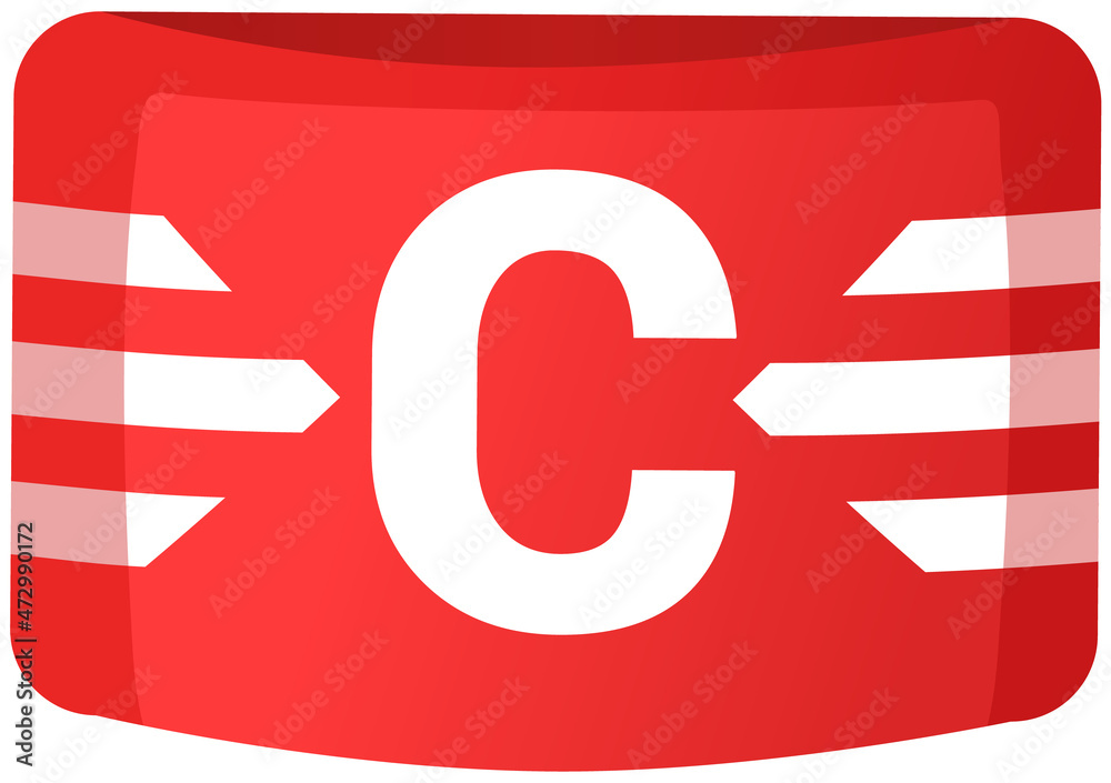 Captain armband red icon flar vector illustration, sports team leader ...