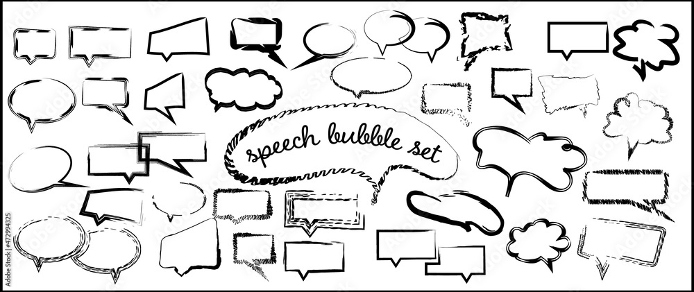 Speech bubble set. Collection of speech bubbles with different hatching ...