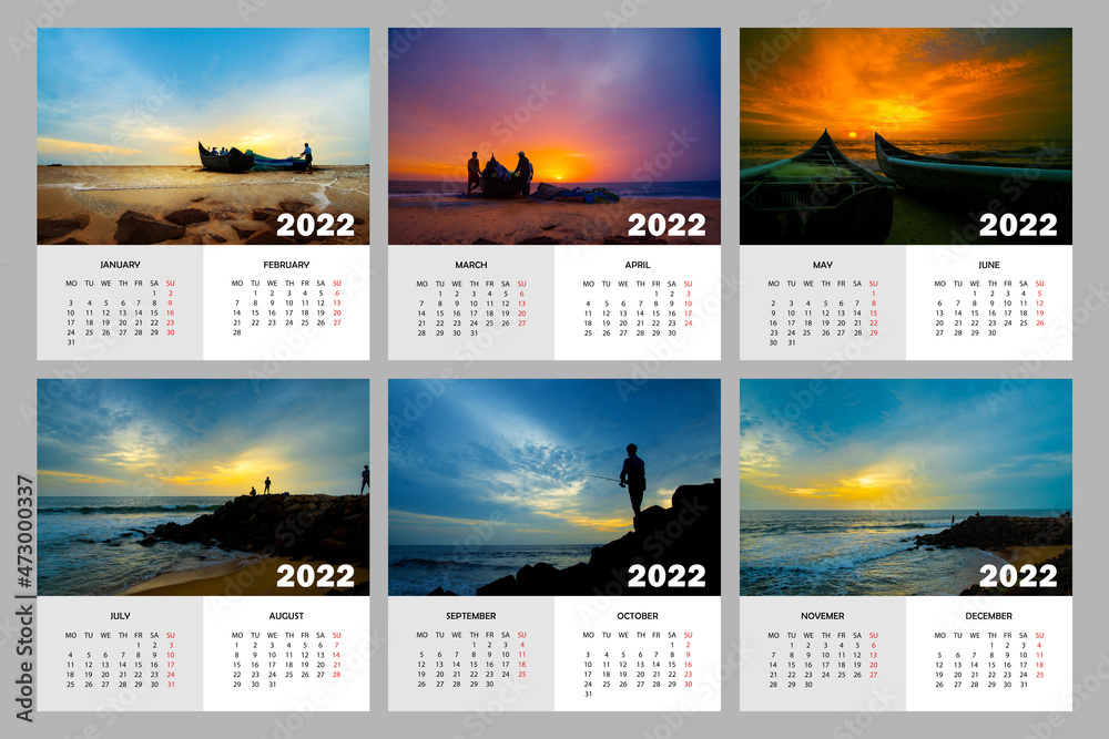 Beach sunset Desk Calendar 2022, High quality nature photography ...