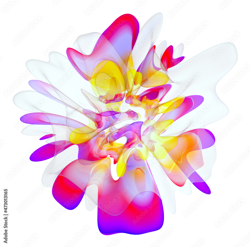 3d render of abstract art with surreal alien blossom flower in curve ...