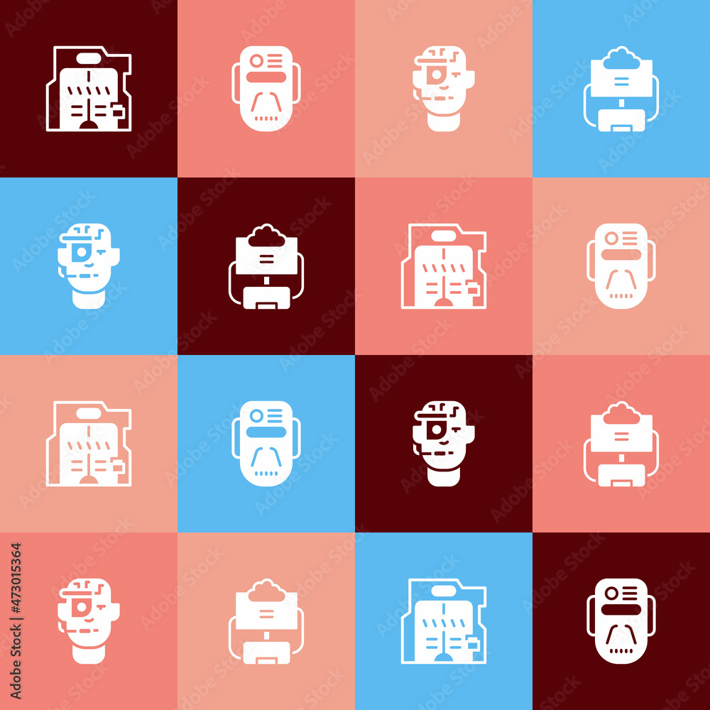 Set pop art Futuristic sliding doors, Artificial intelligence robot ...