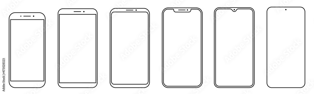 Set high quality realistic trendy different black models smartphone ...