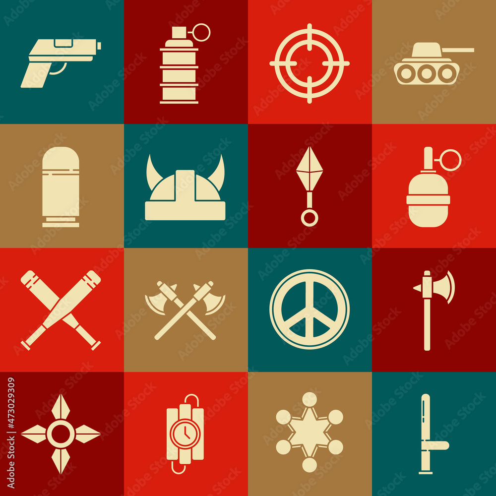 Set Police rubber baton, Medieval axe, Hand grenade, Target sport ...